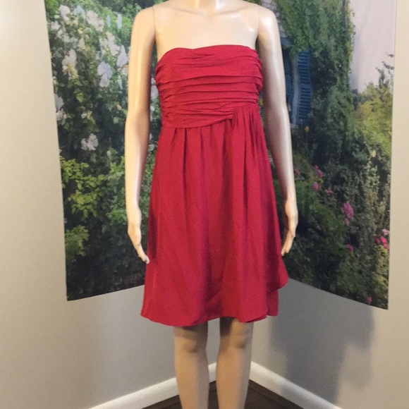 The Limited | Dresses | The Limited Lined Strapless Red Silk Dress ...